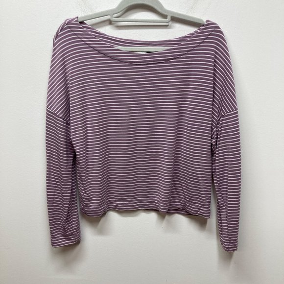 Boden | Sweaters | Boden Purple White Striped Cropped Boat Neck Sweater ...